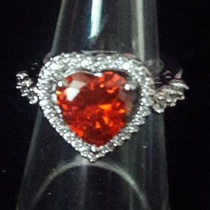 Jewelry | 925 Sterling Silver Red Heart Cz Ring | Poshmark